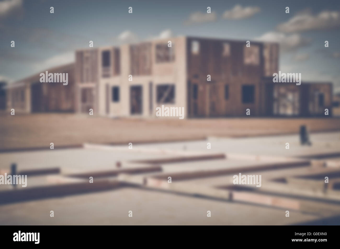 Blurred Home Under Construction on a Cloudy Day with Instagram Style ...