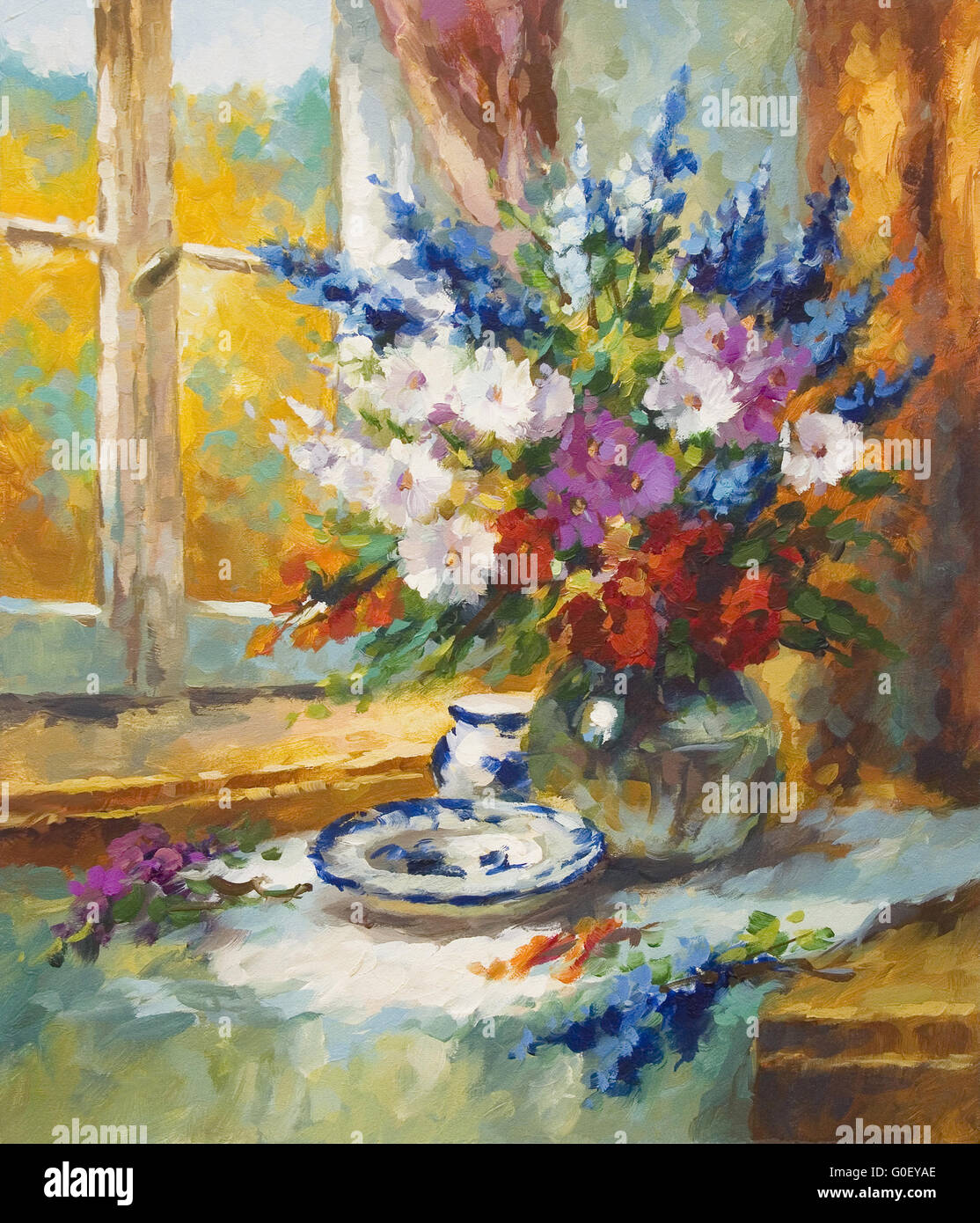 hand painted colorful still life Stock Photo - Alamy
