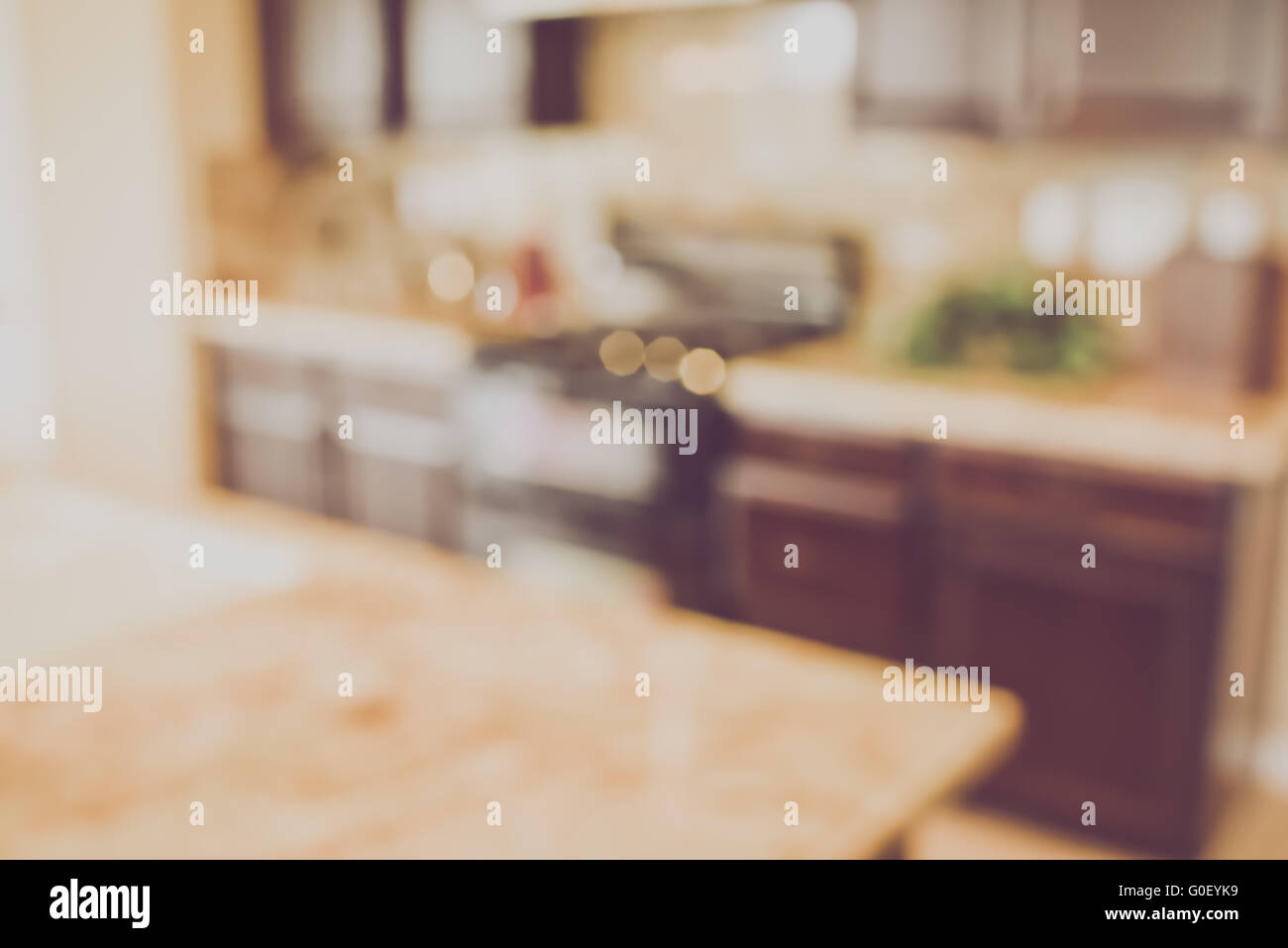 Blurred Kitchen with Retro Instagram Style Filter Stock Photo - Alamy