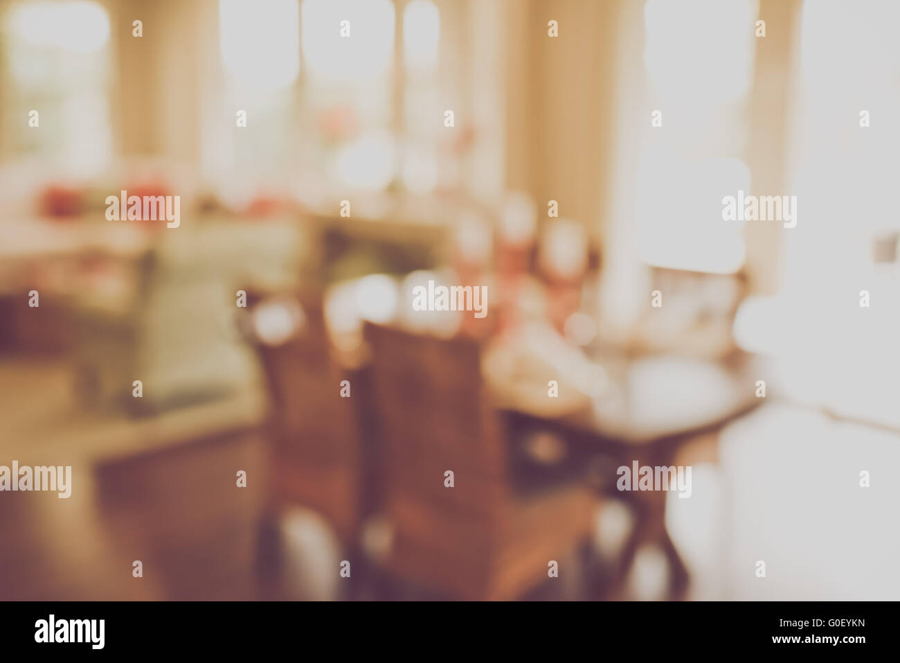 Blurred Dining Room Table with Retro Instagram Style Filter Stock Photo ...