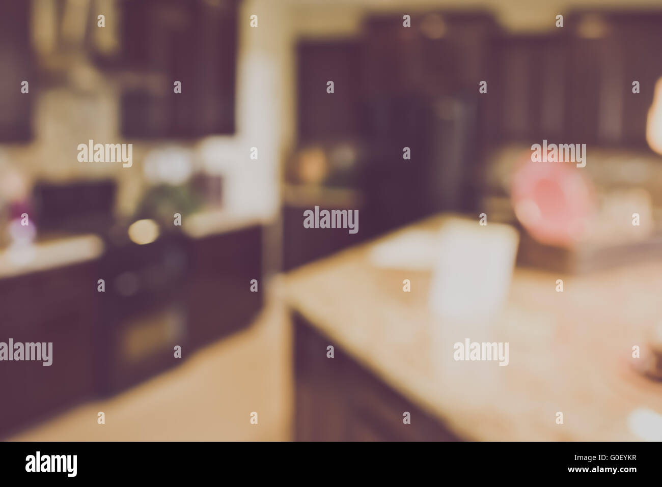 Blurred Kitchen with Retro Instagram Style Filter Stock Photo - Alamy