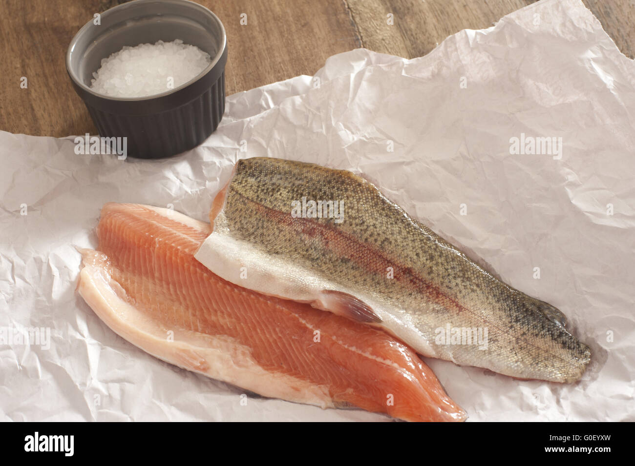 Two fresh raw rainbow trout fillets Stock Photo - Alamy