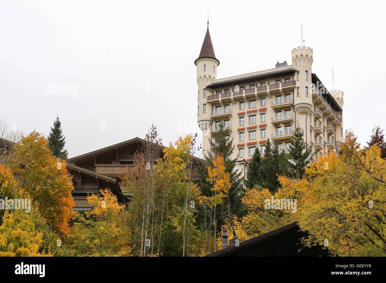 Autumn scene in Gstaad, Swiss Alps Stock Photo - Alamy