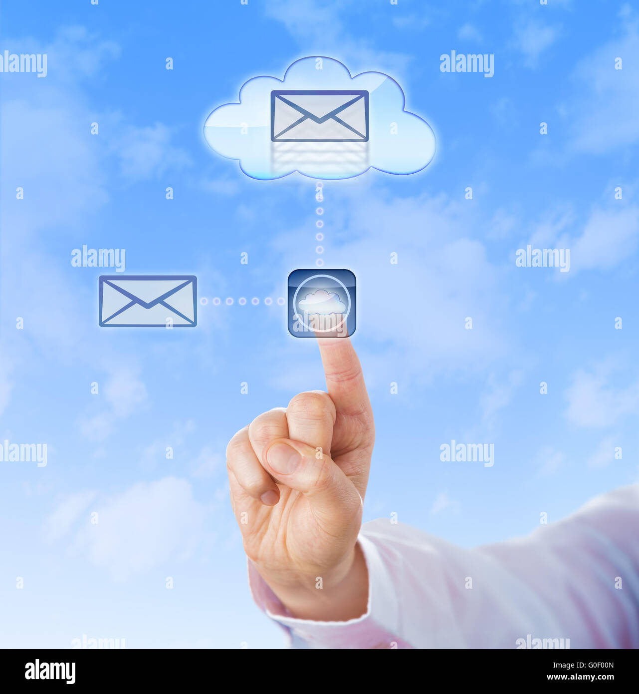 Hand Copying A Document Into The Cloud Stock Photo - Alamy