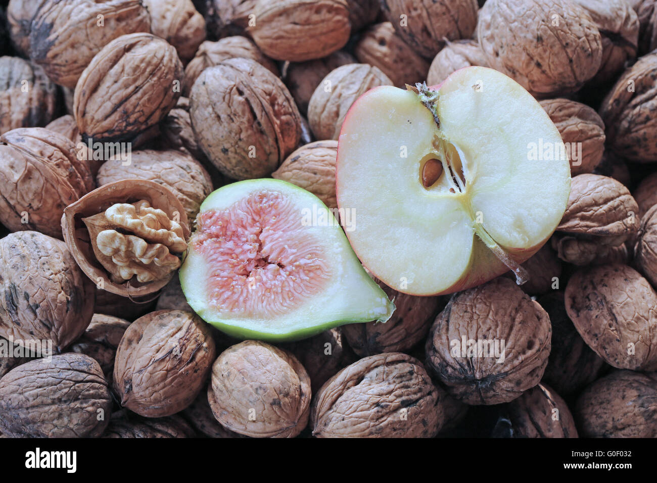 Nuts Fig Apple Stock Photo - Alamy