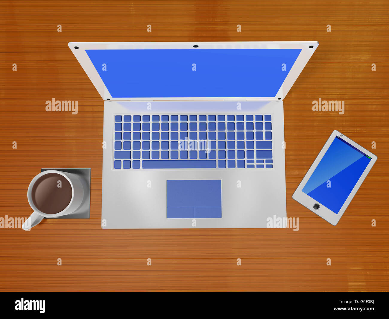 Laptop Coffee Mug and Smart phone Stock Photo - Alamy