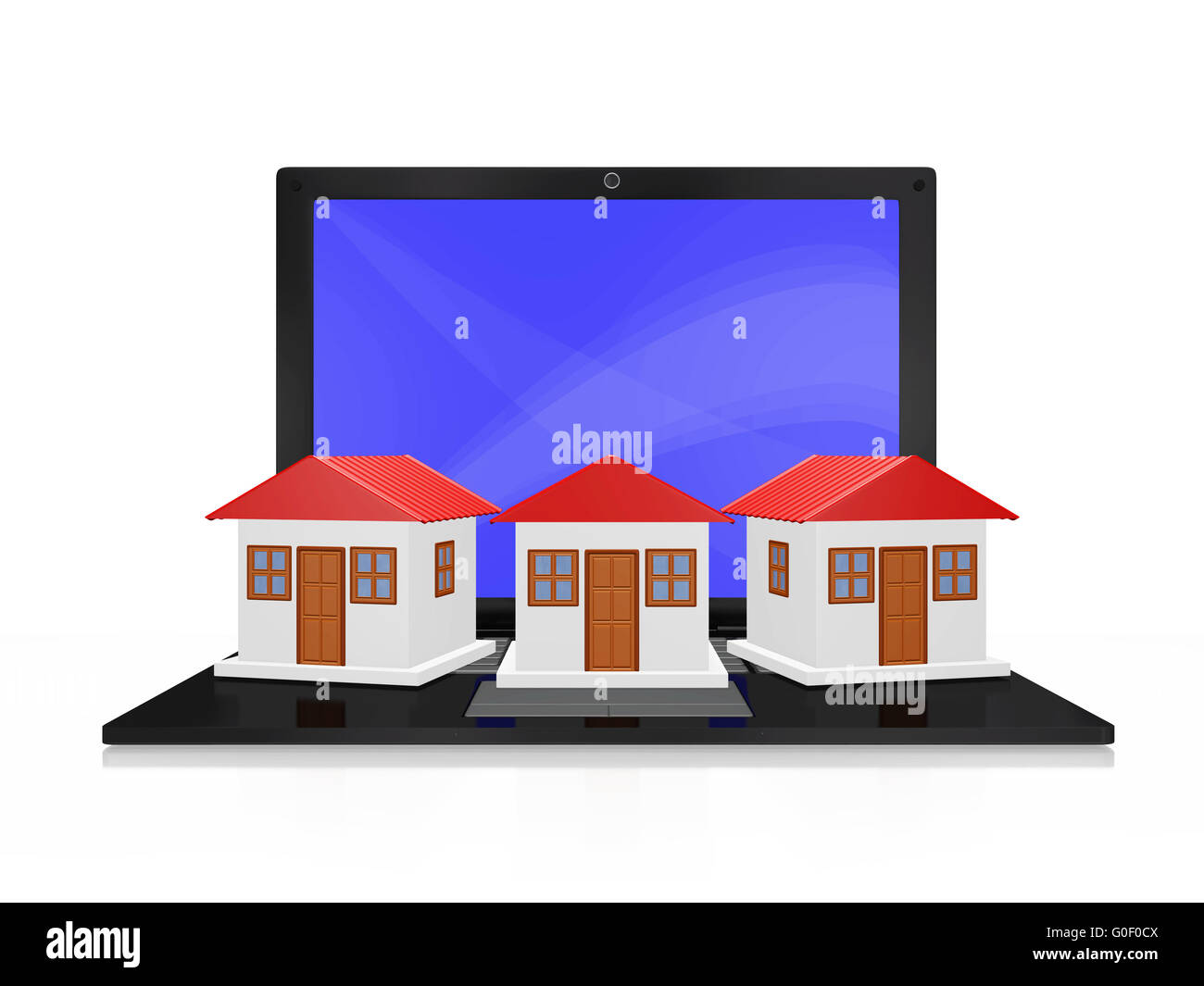 Row of Houses on Laptop Computer Stock Photo - Alamy