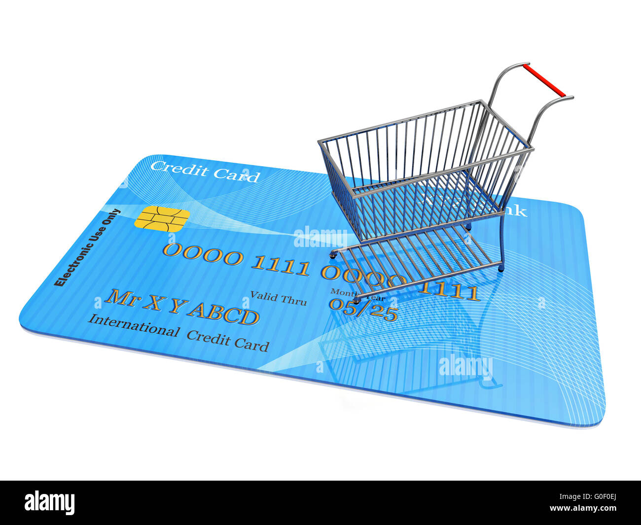 Tiny Shopping Cart on Credit Card Stock Photo - Alamy