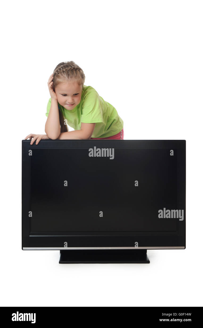 The little girl looks lsd tv Stock Photo - Alamy