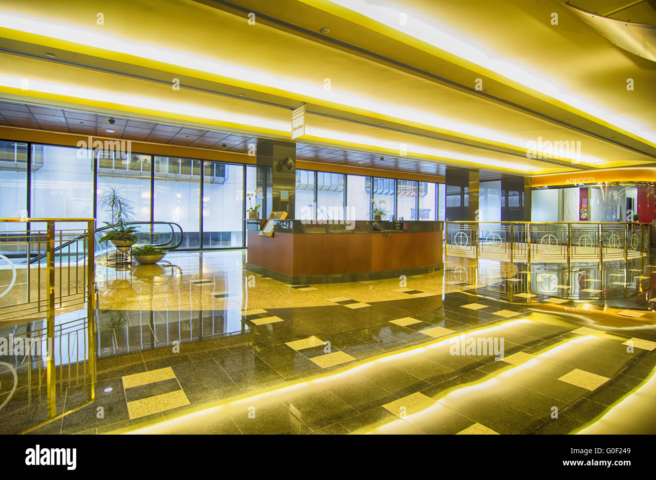 Interior of an office building lobby with reception Stock Photo - Alamy