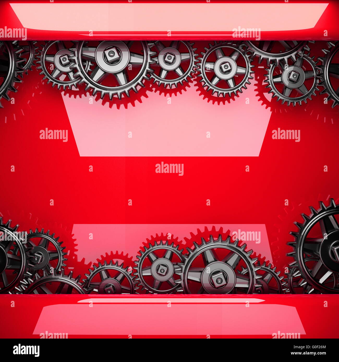 red metal background with cogwheel gears Stock Photo - Alamy