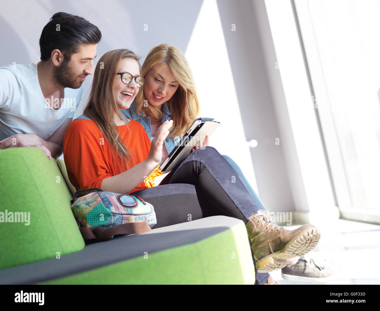 students group working on school project together Stock Photo - Alamy