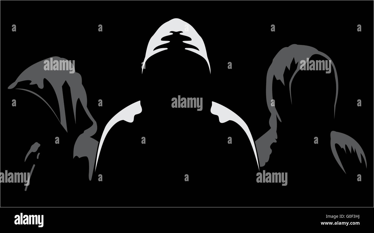 Silhouettes of three anonymous Stock Photo - Alamy