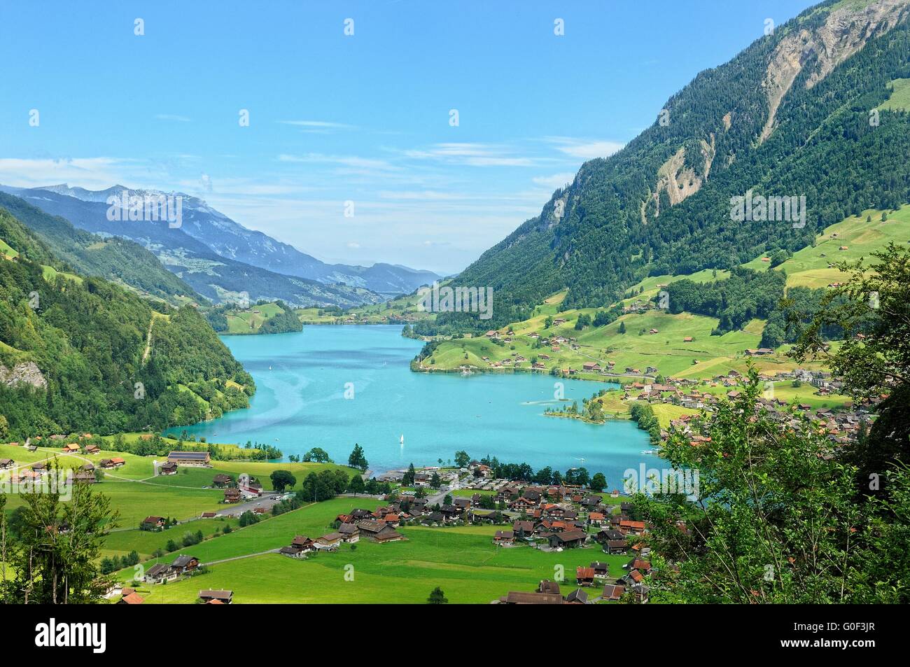 Lungern with the Lungern lake Switzerland Stock Photo - Alamy