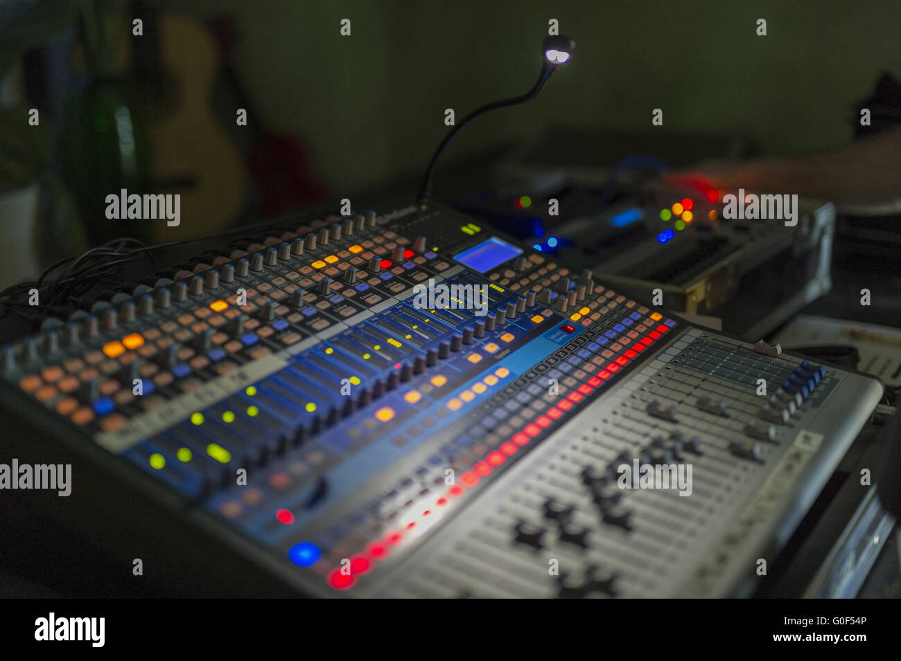 Mixer of a rock band with LED Light Stock Photo - Alamy