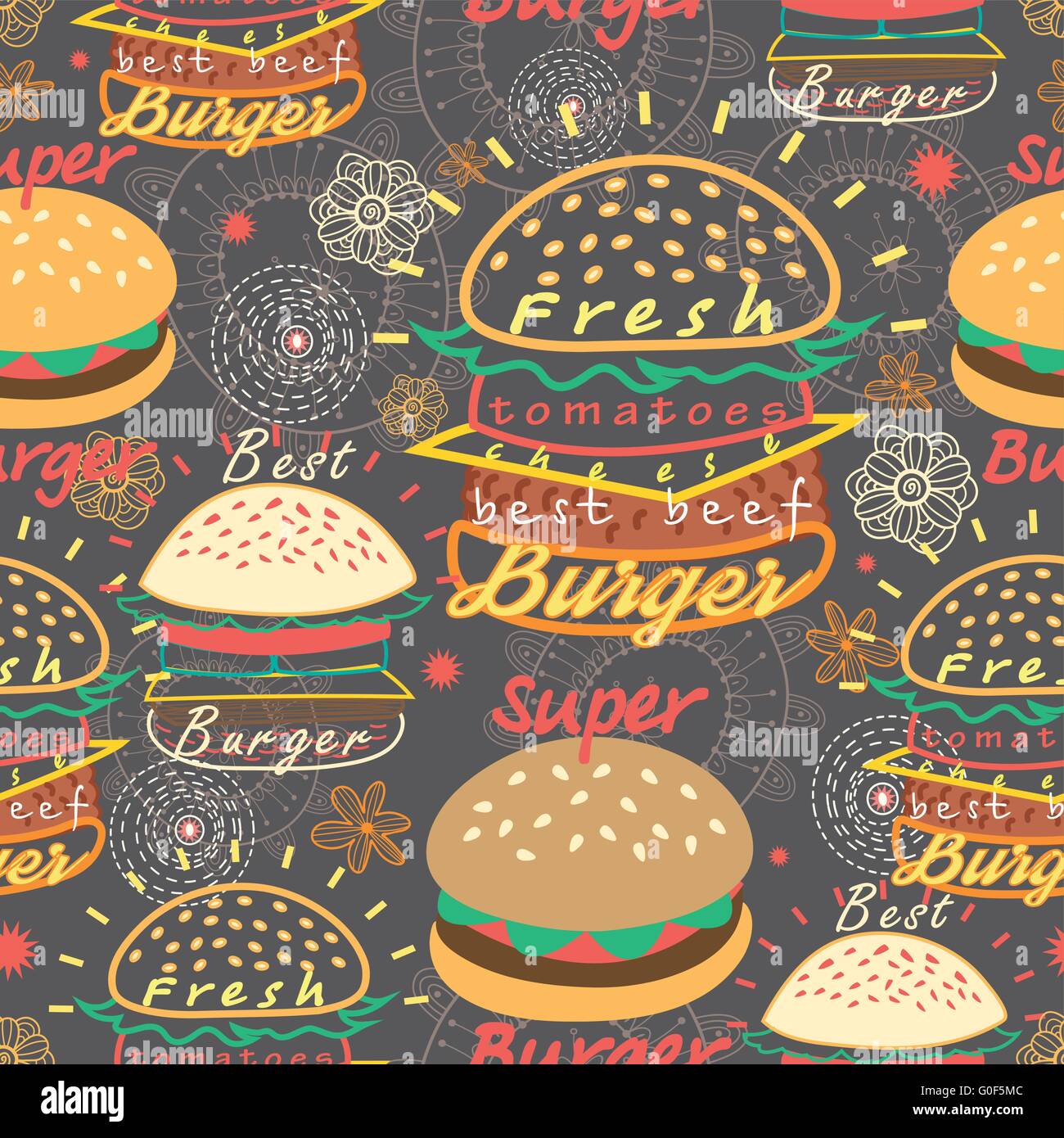 Fast food burgers seamless Stock Vector Images - Alamy