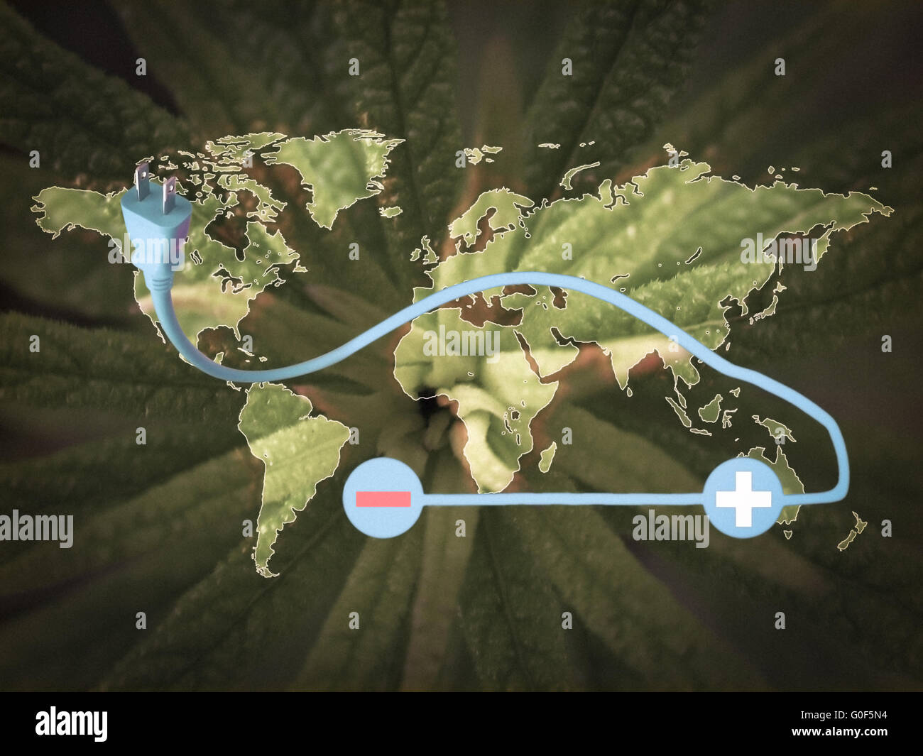 Symbol of the electric cars on World Map, Concept Stock Photo - Alamy