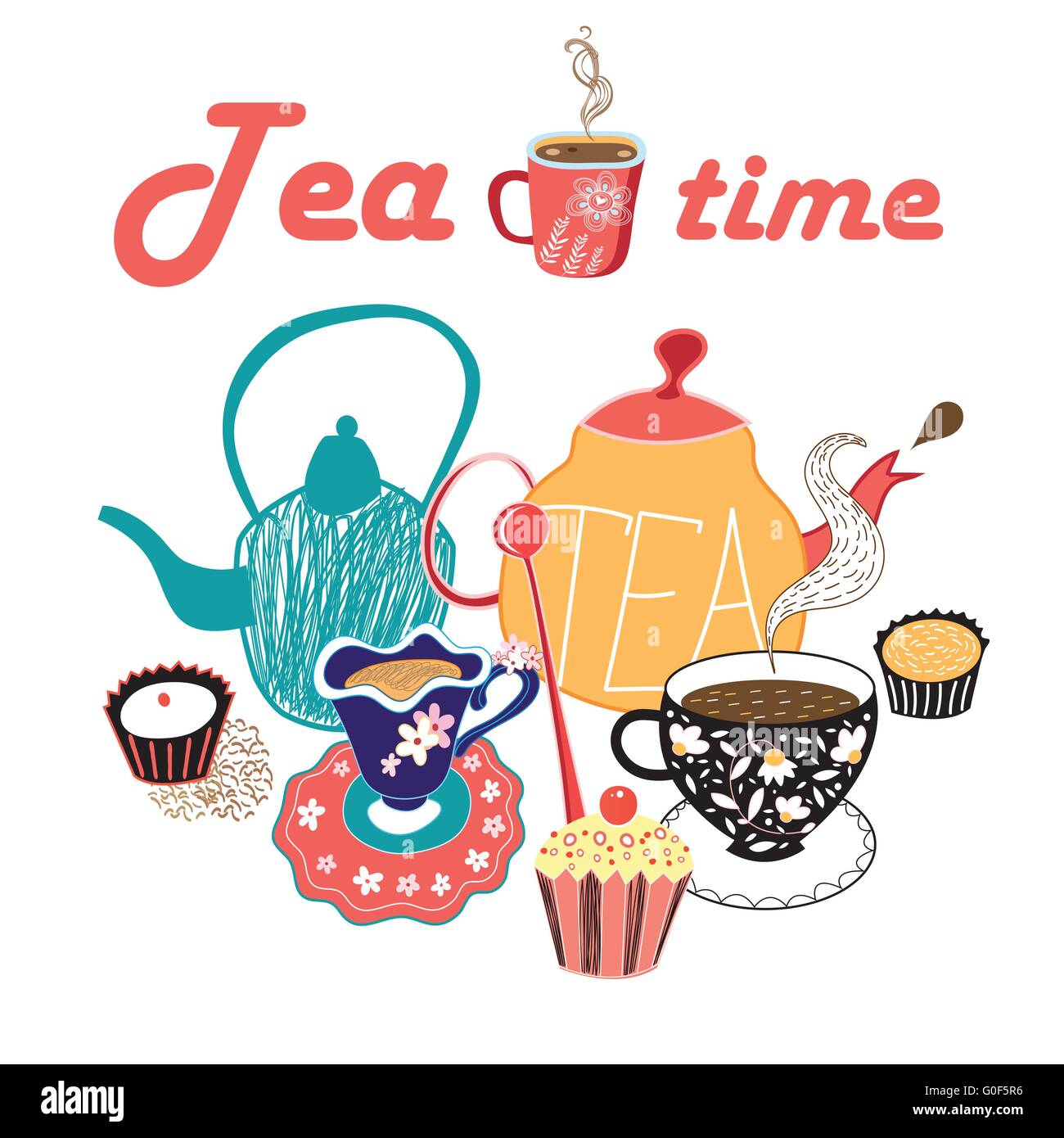 graphic illustration of a tea set Stock Vector Image & Art - Alamy