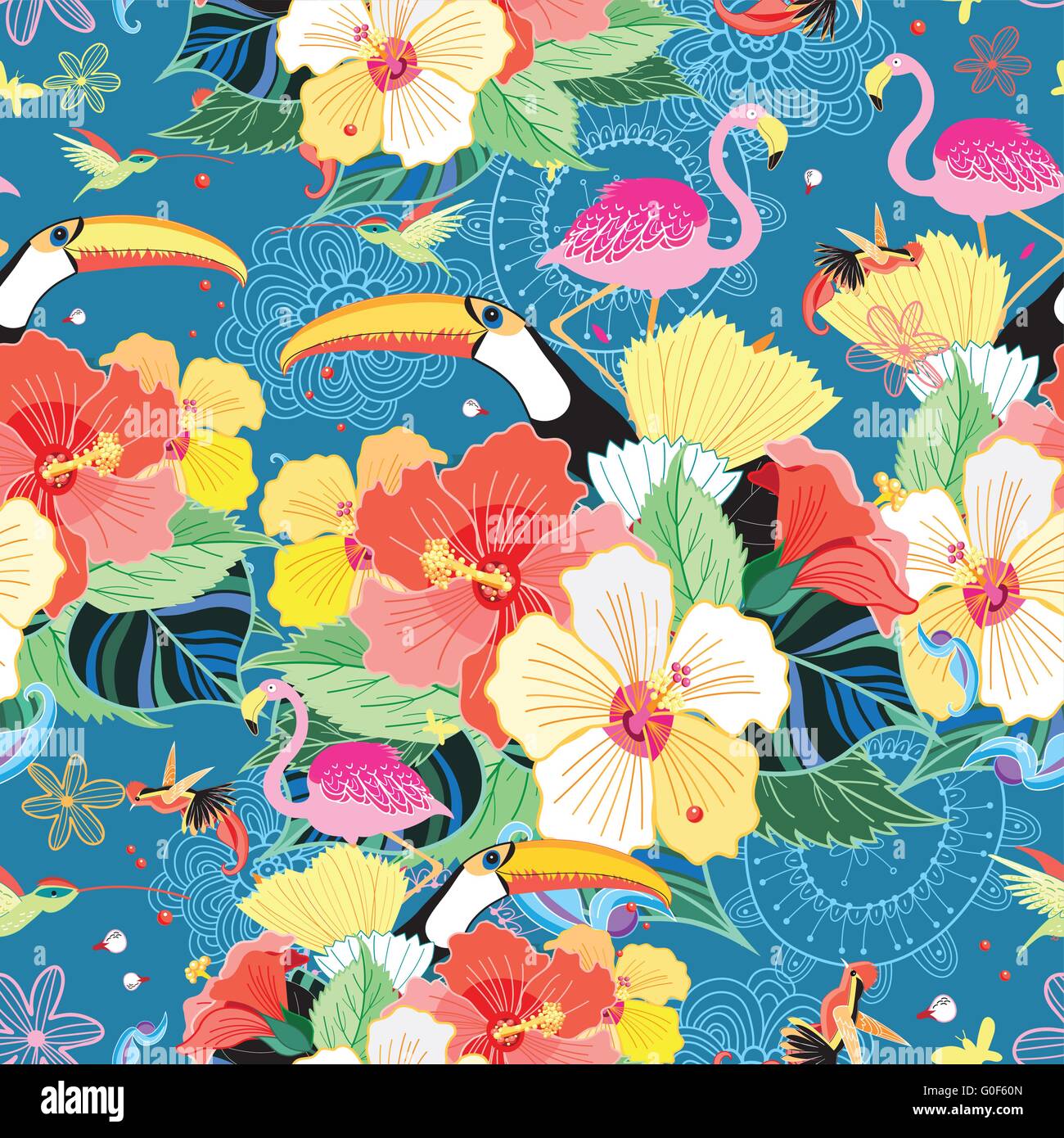 tropical pattern with birds Stock Vector Image & Art - Alamy