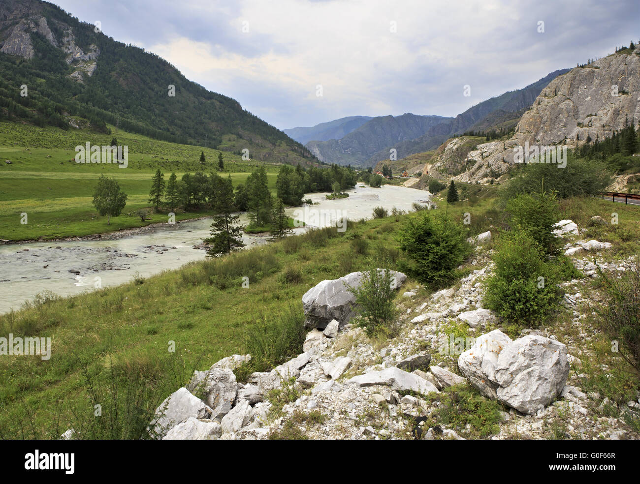 White marbleized limestone on the banks of river Chuya Stock Photo - Alamy