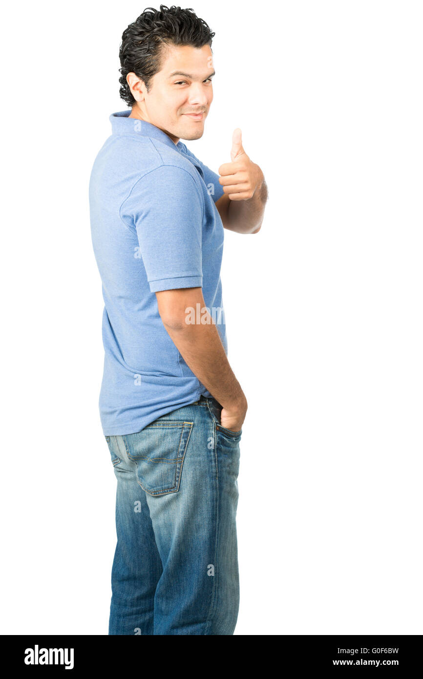 Man Looking Over Shoulder Pose