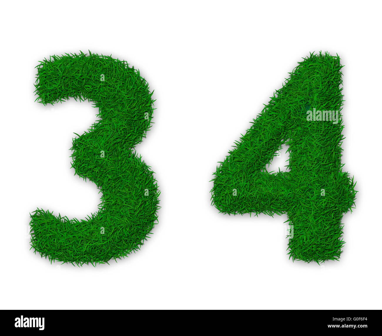 Illustration of numbers 3 and 4 made of grass Stock Photo - Alamy
