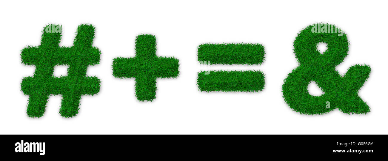 Illustration of math symbols made of grass Stock Photo - Alamy