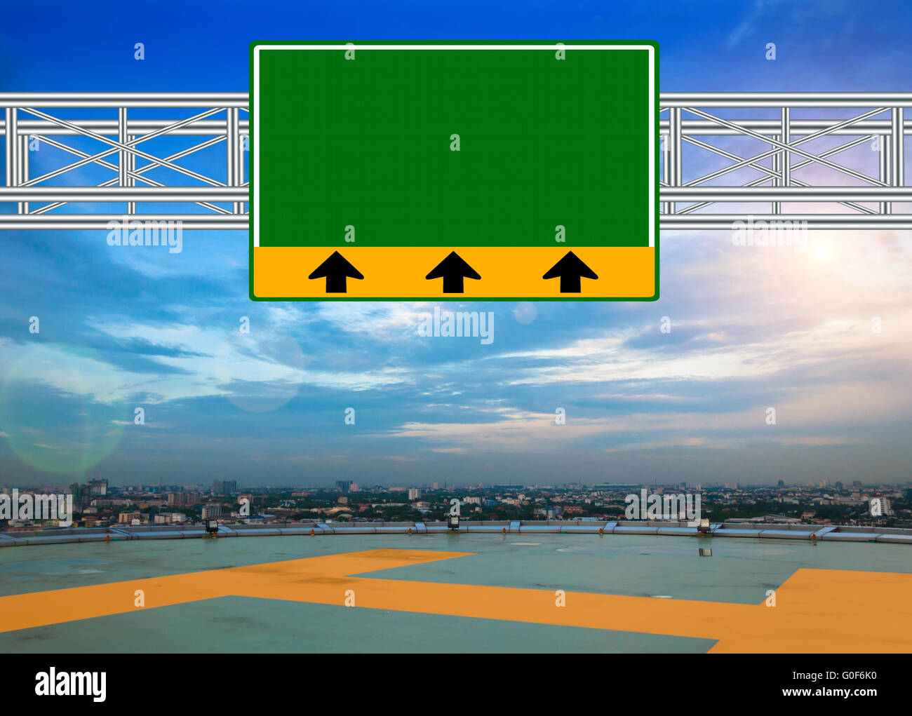 Green Route Sign concept Stock Photo - Alamy