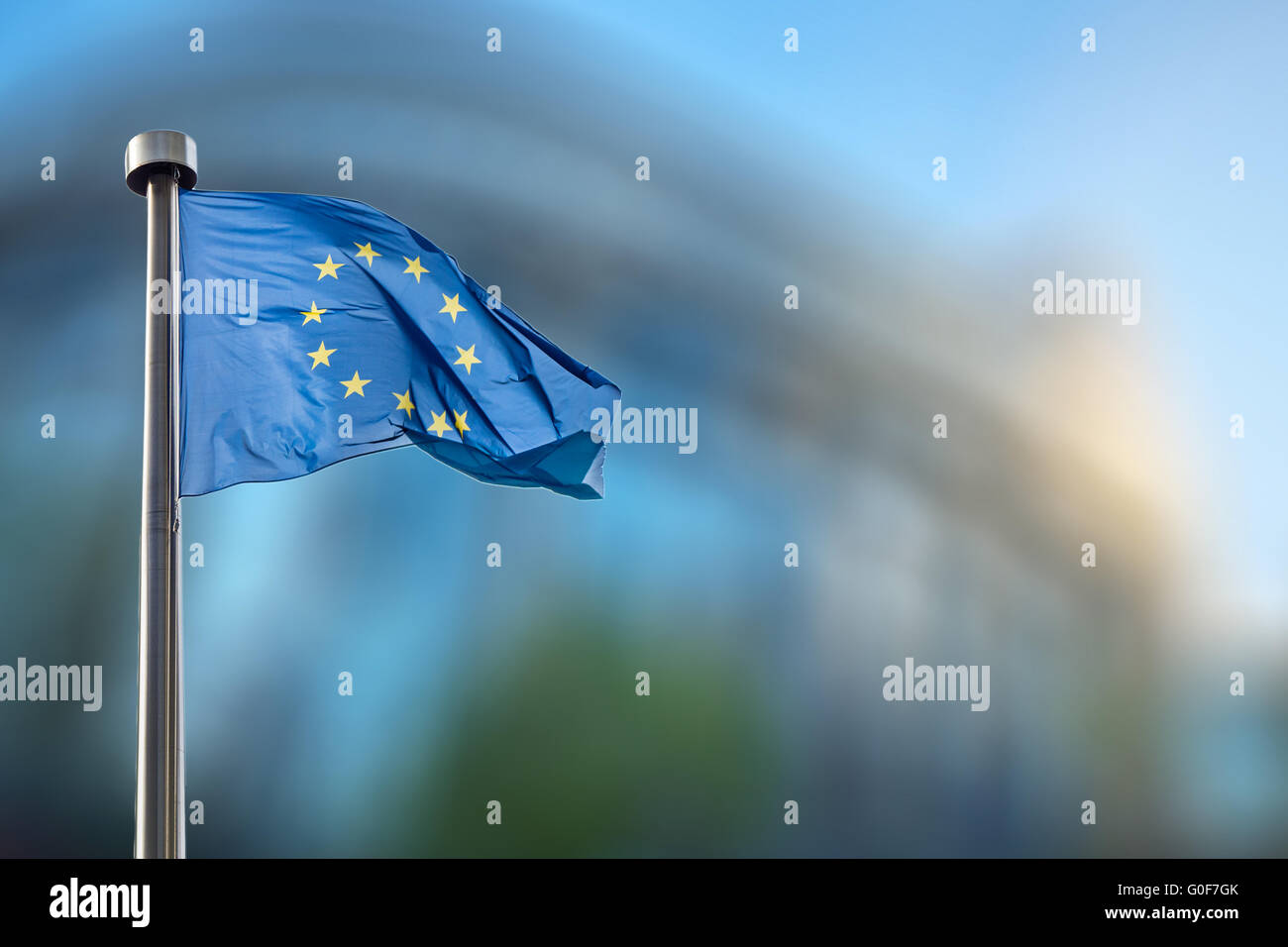 European Union flag against European Parliament Stock Photo - Alamy