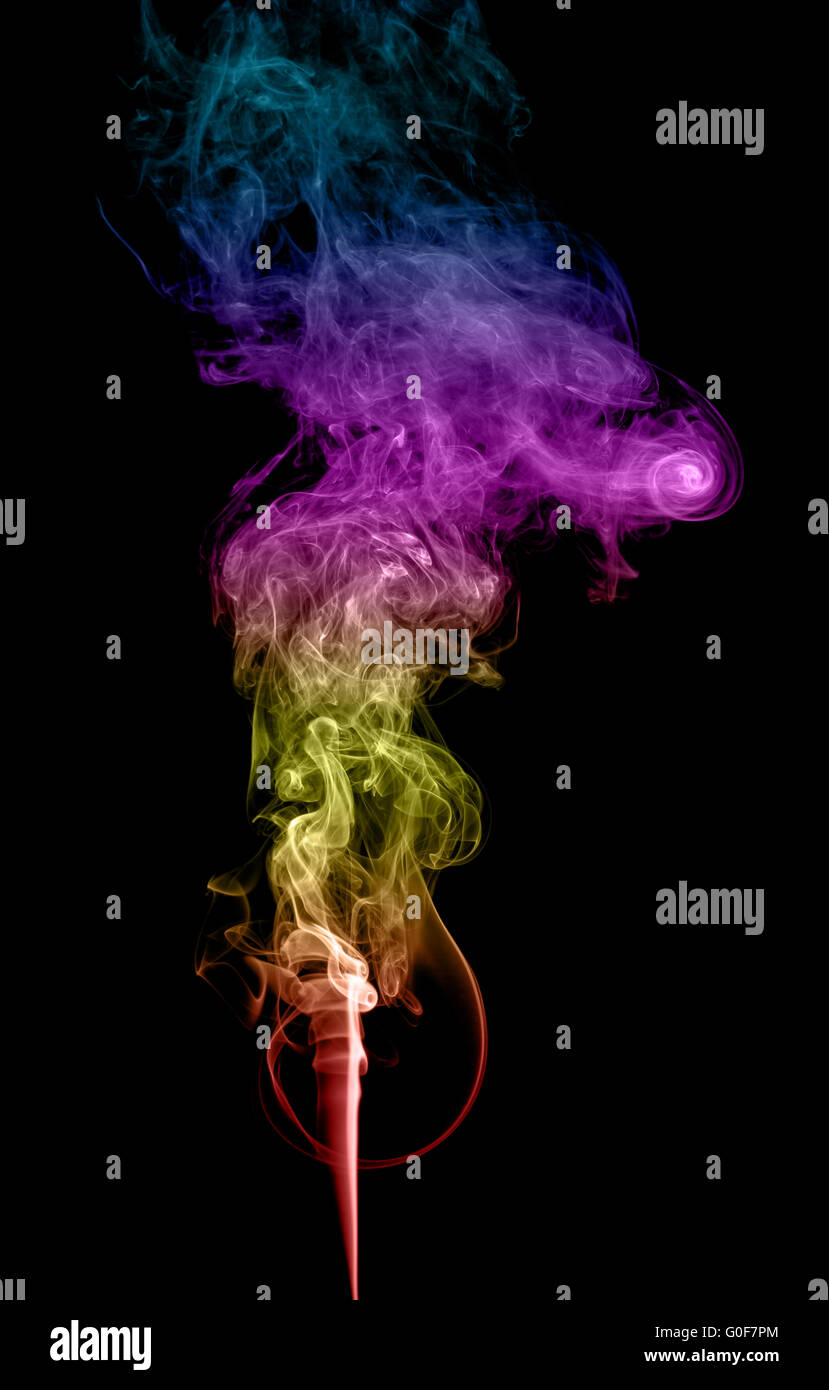 Abstract multicolored smoke on a dark background Stock Photo - Alamy