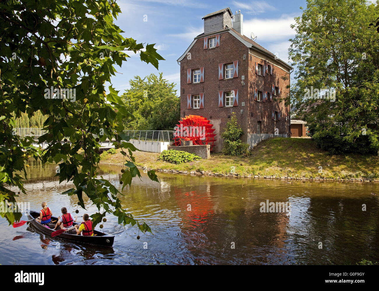 Canoeist on the Niers with Susmuehle, Goch Germany Stock Photo - Alamy