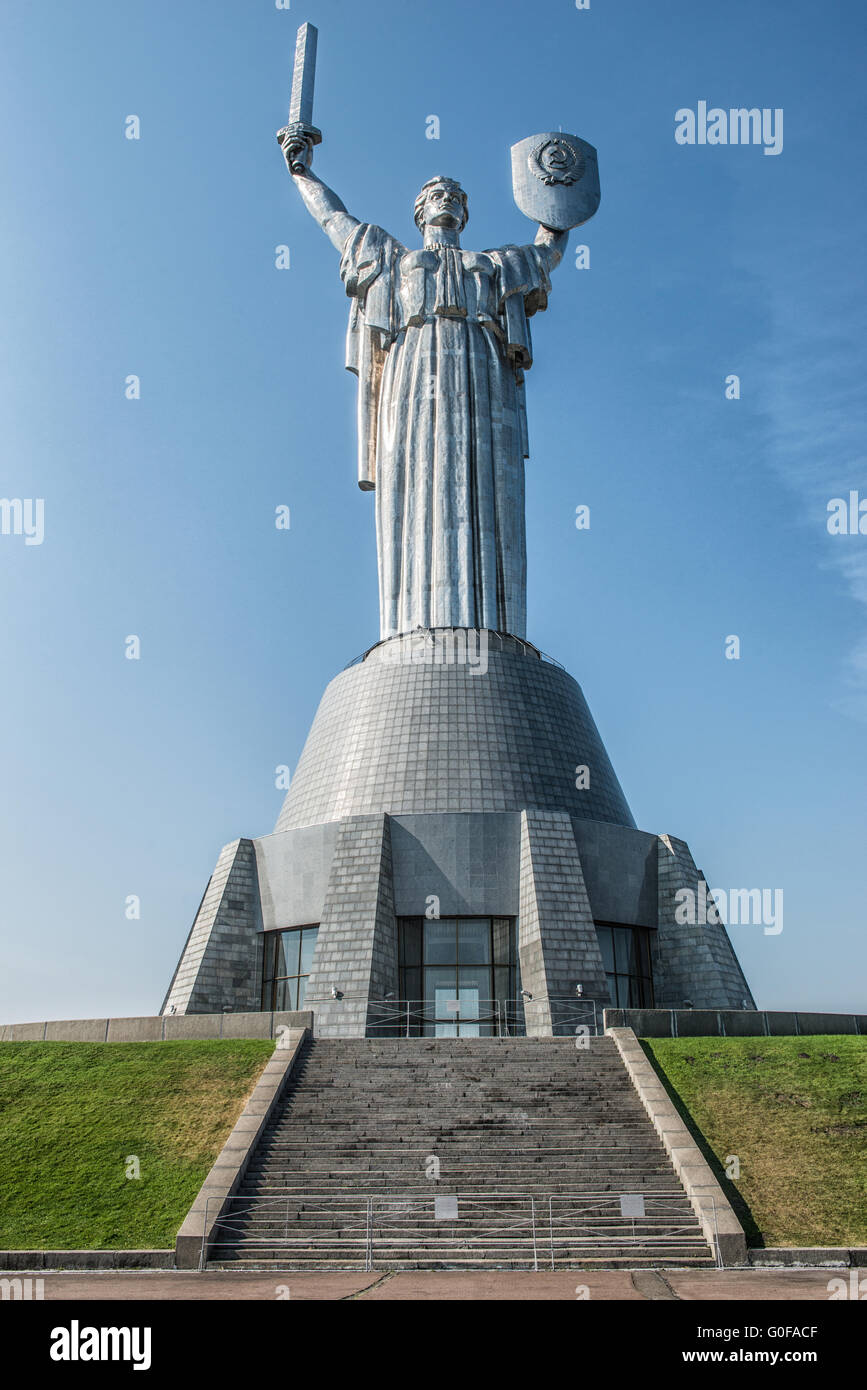 Mother of the Fatherland monument in Kiev, Ukraine. The sculpture is a ...