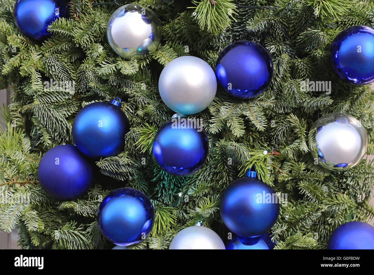 Blue Christmas Baubles Stock Photo - Alamy