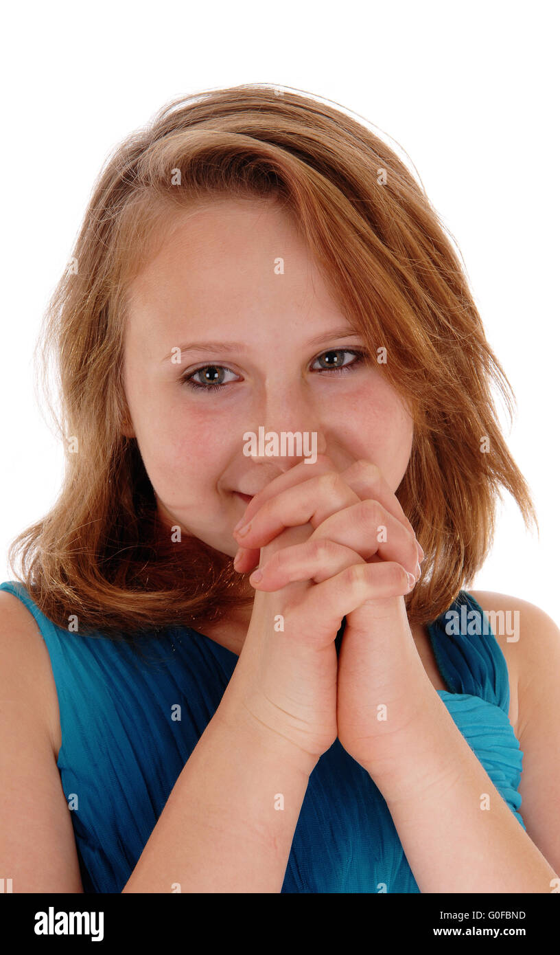 Young girl praying Stock Photo - Alamy