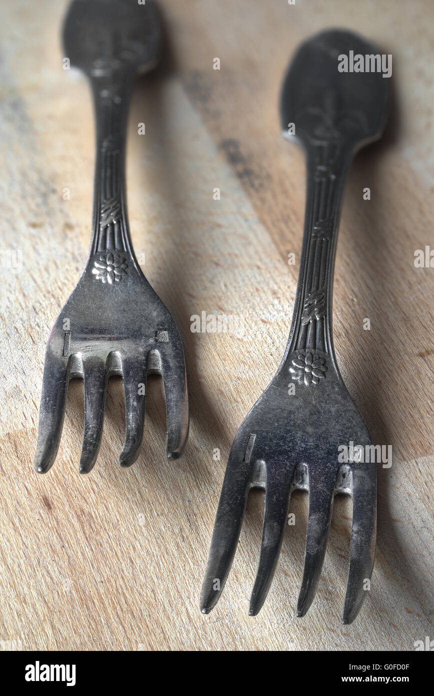 Old Silver forks Stock Photo - Alamy