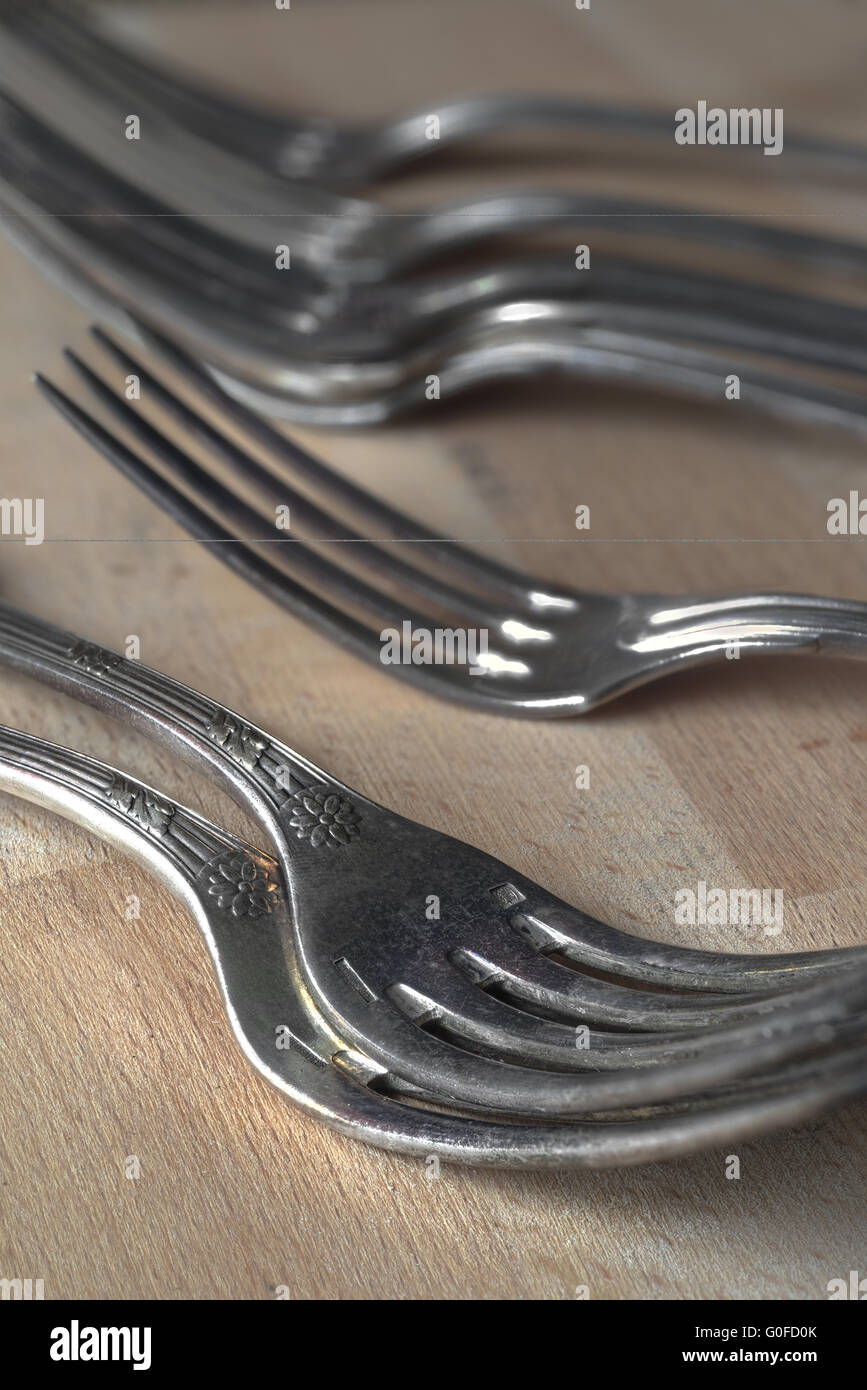 Old Silver Forks Stock Photo - Alamy