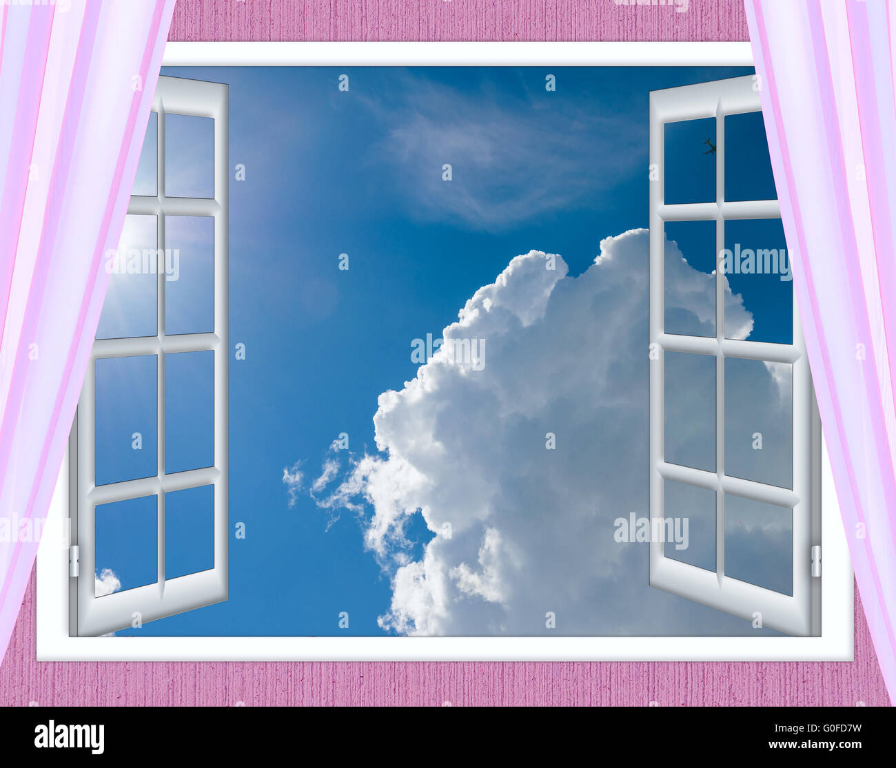 open window cloud sun Stock Photo - Alamy