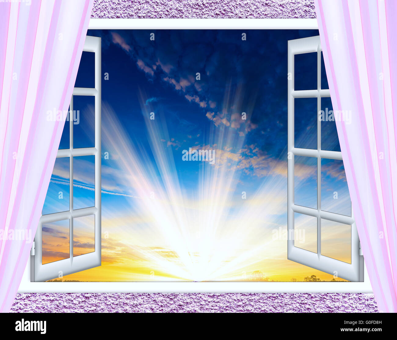 open window cloud sun Stock Photo - Alamy