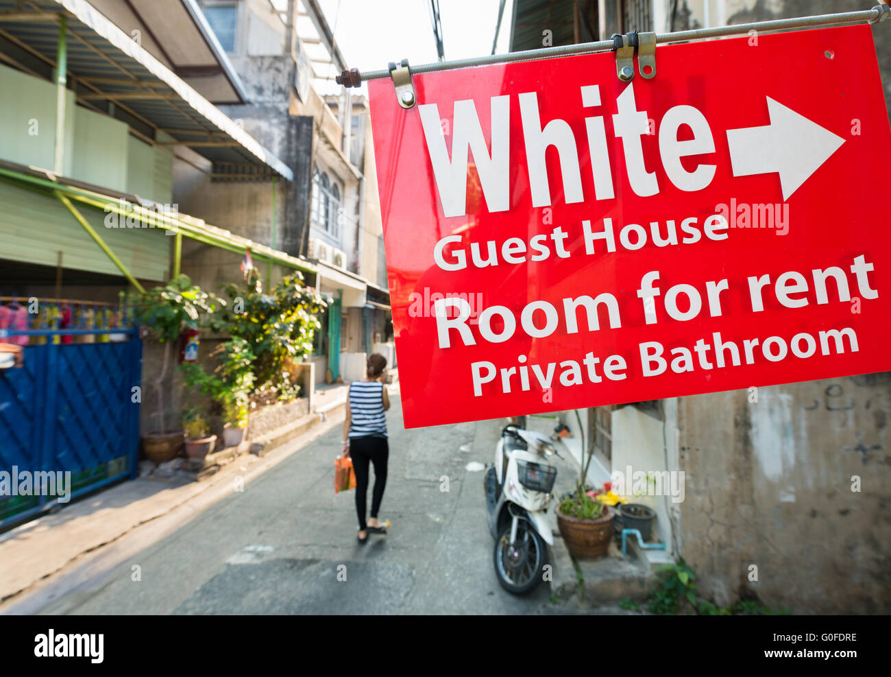 guest house signboard in southeast asia Stock Photo - Alamy