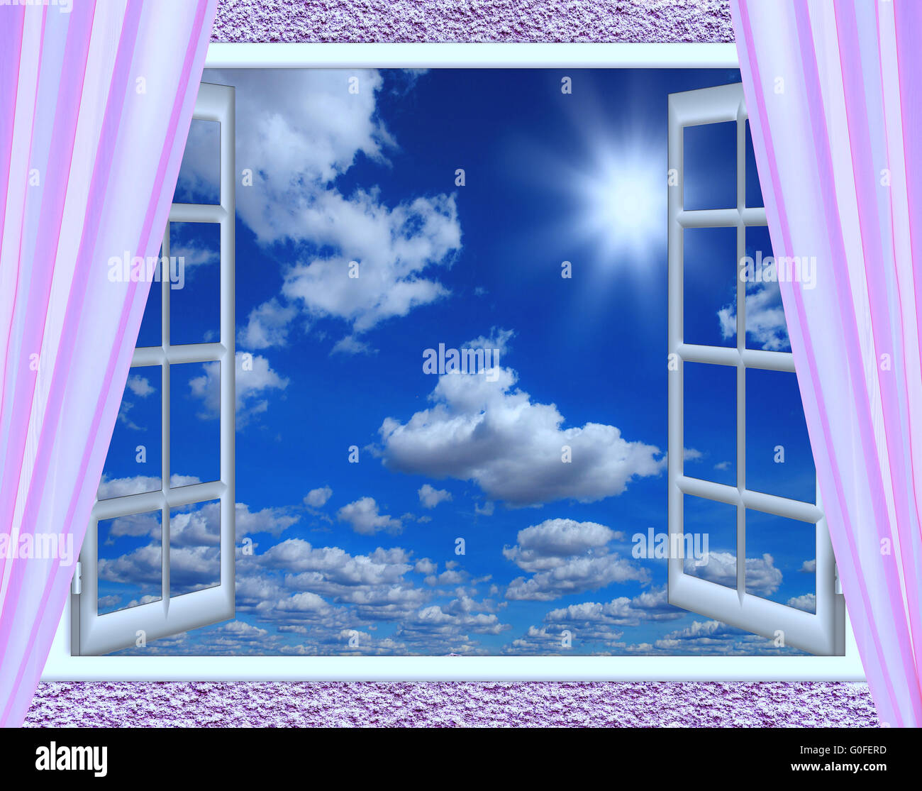 open window cloud sun Stock Photo - Alamy