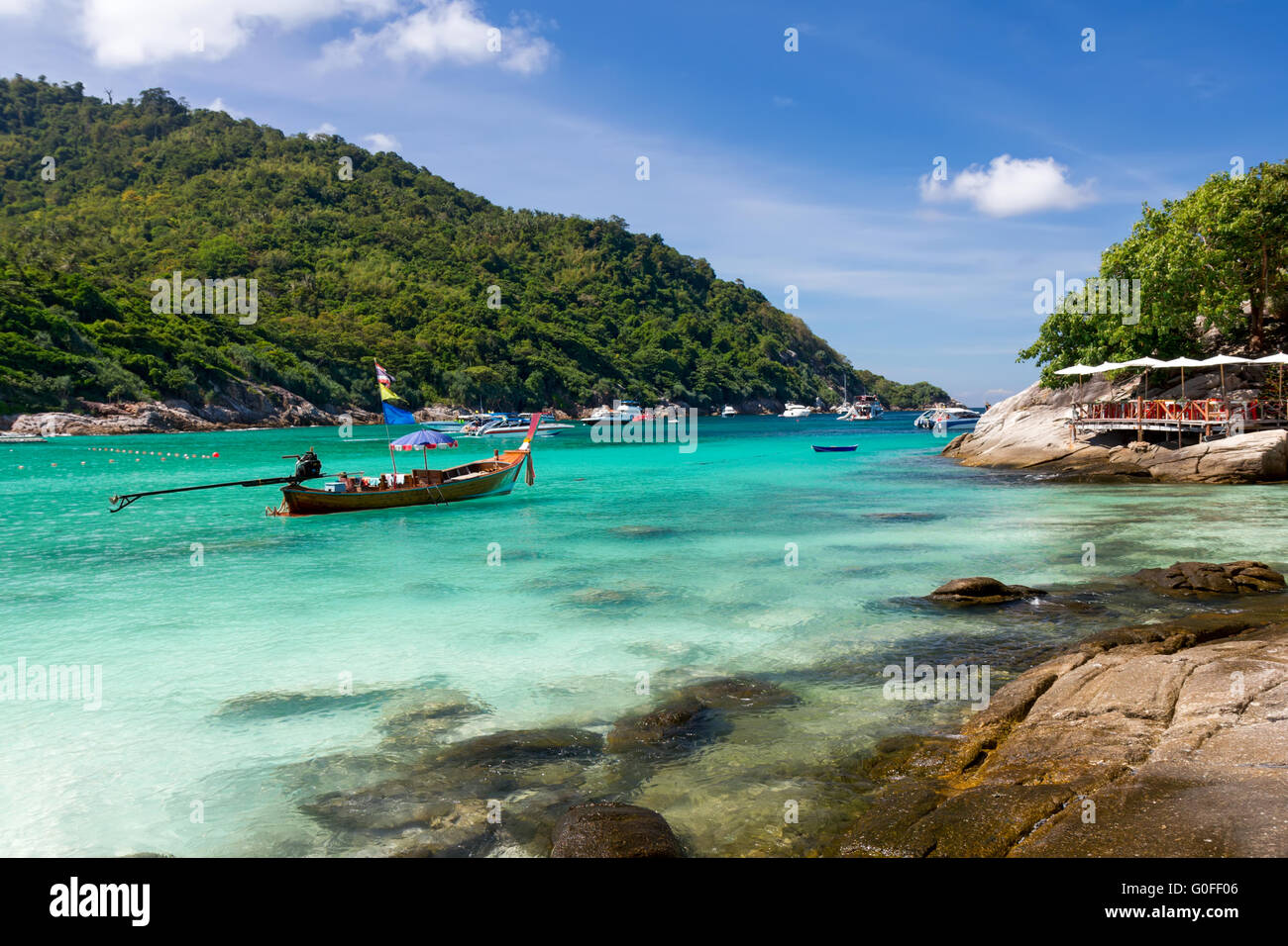 Beautiful bay on the Racha island, Thailand Stock Photo - Alamy