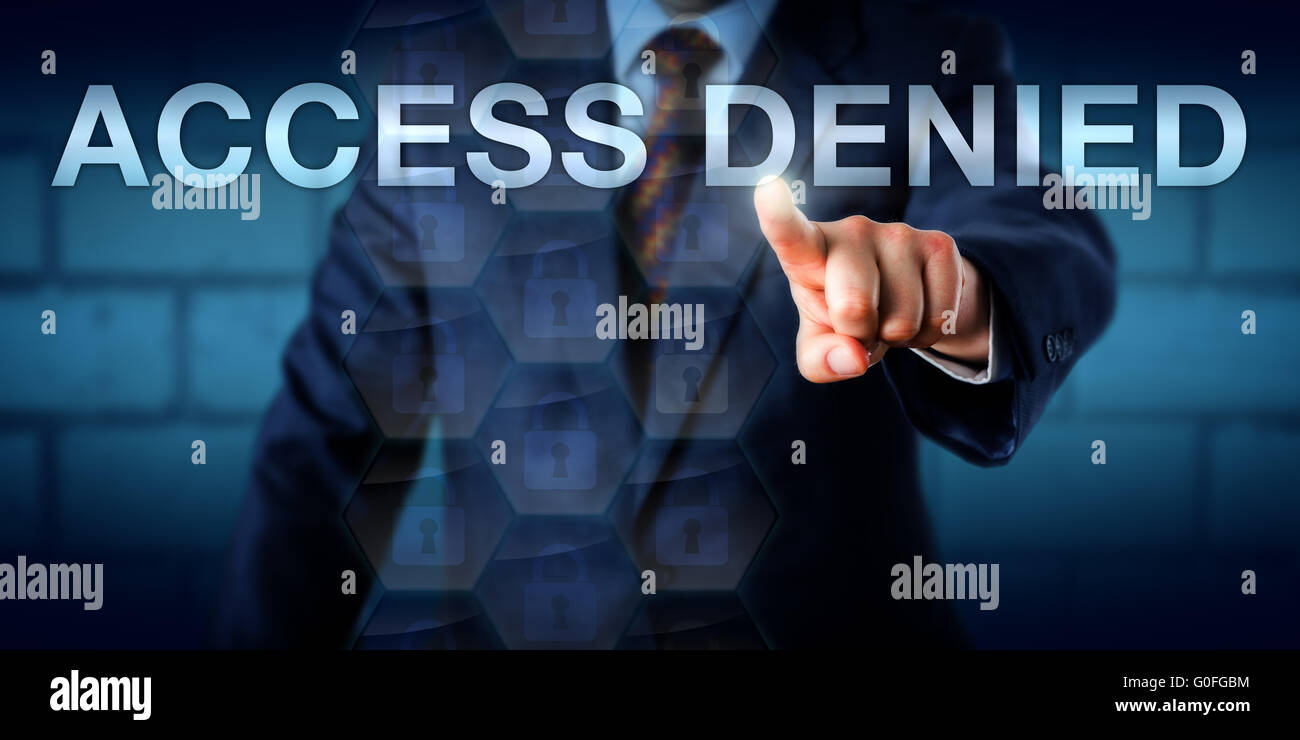 Businessman Pointing At ACCESS DENIED Stock Photo - Alamy