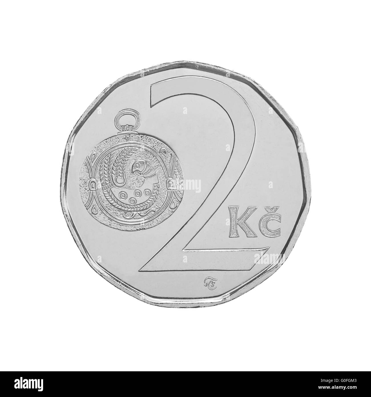 Two Czech Crowns coin Stock Photo - Alamy