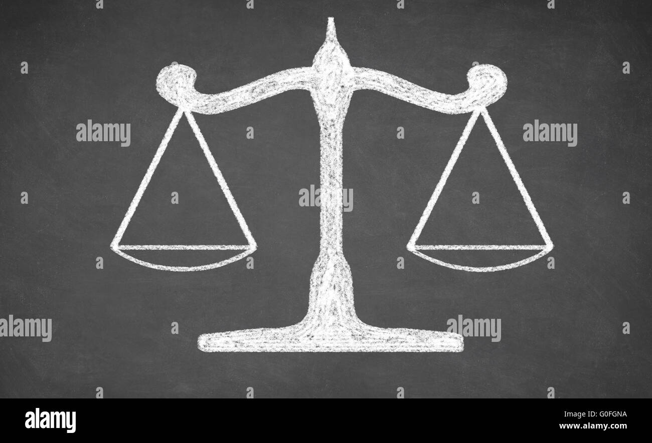 Scales- chalkboard sketch. Symbol of choice Stock Photo - Alamy