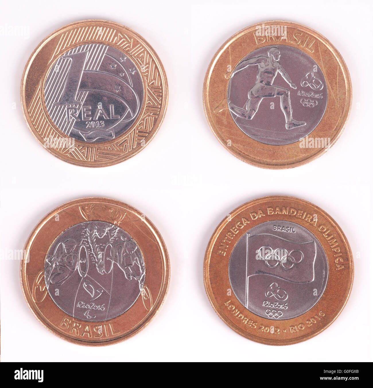Olympiad Coin of Brazilian Olympic Gameson white background Stock Photo ...