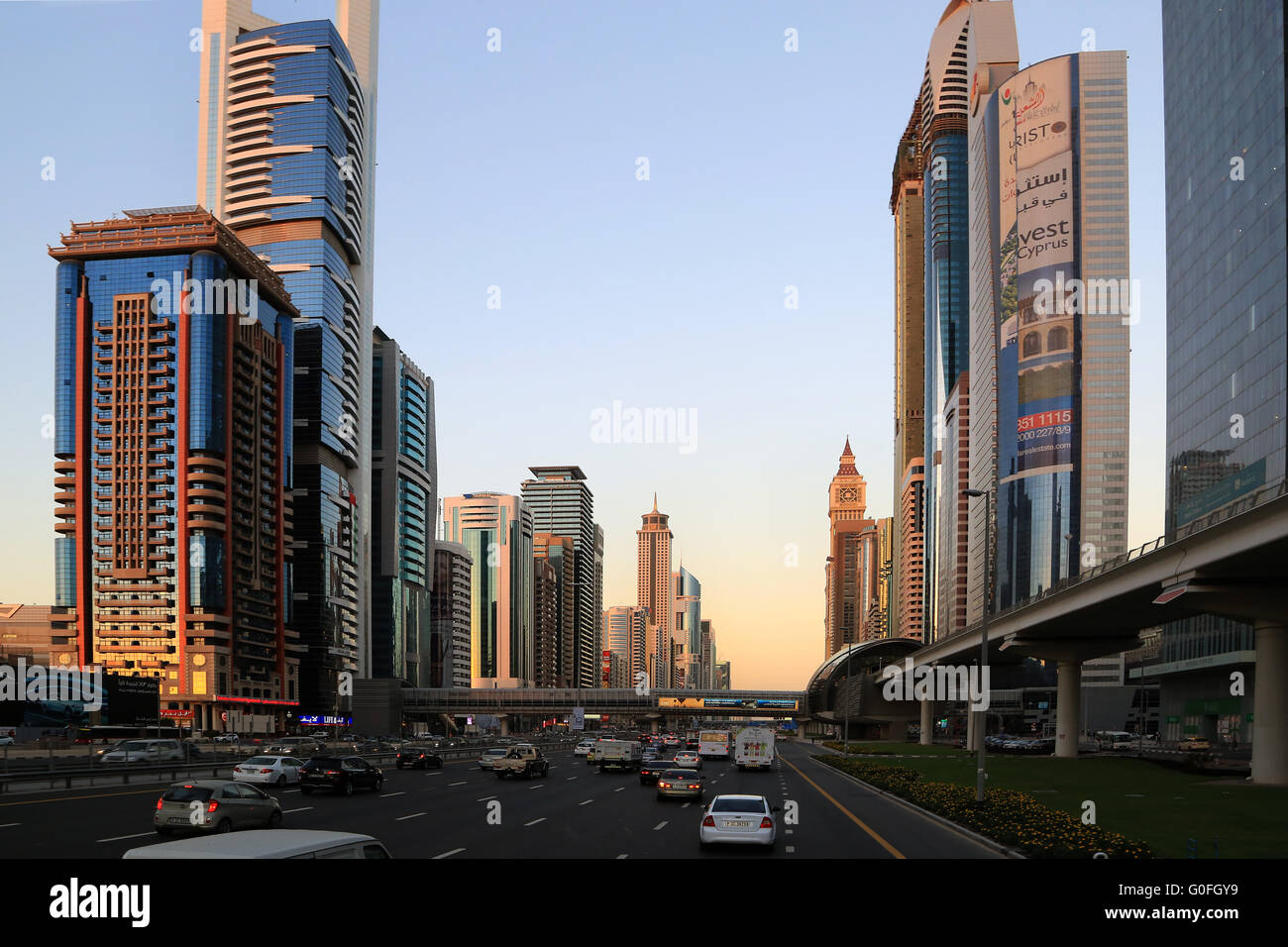 Dubai, skyscrapers at the Sheikh Zayed Road Stock Photo - Alamy