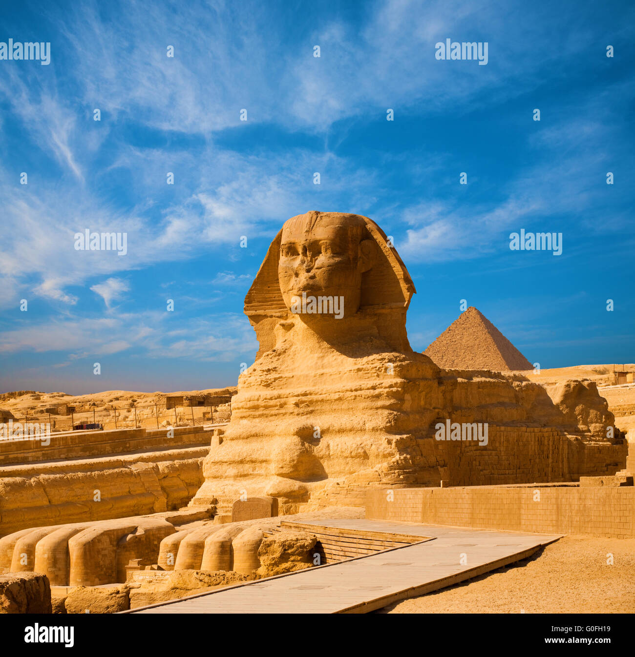 Great Sphinx Body Blue Sky Pyramid Giza Egypt Stock Photo - Alamy