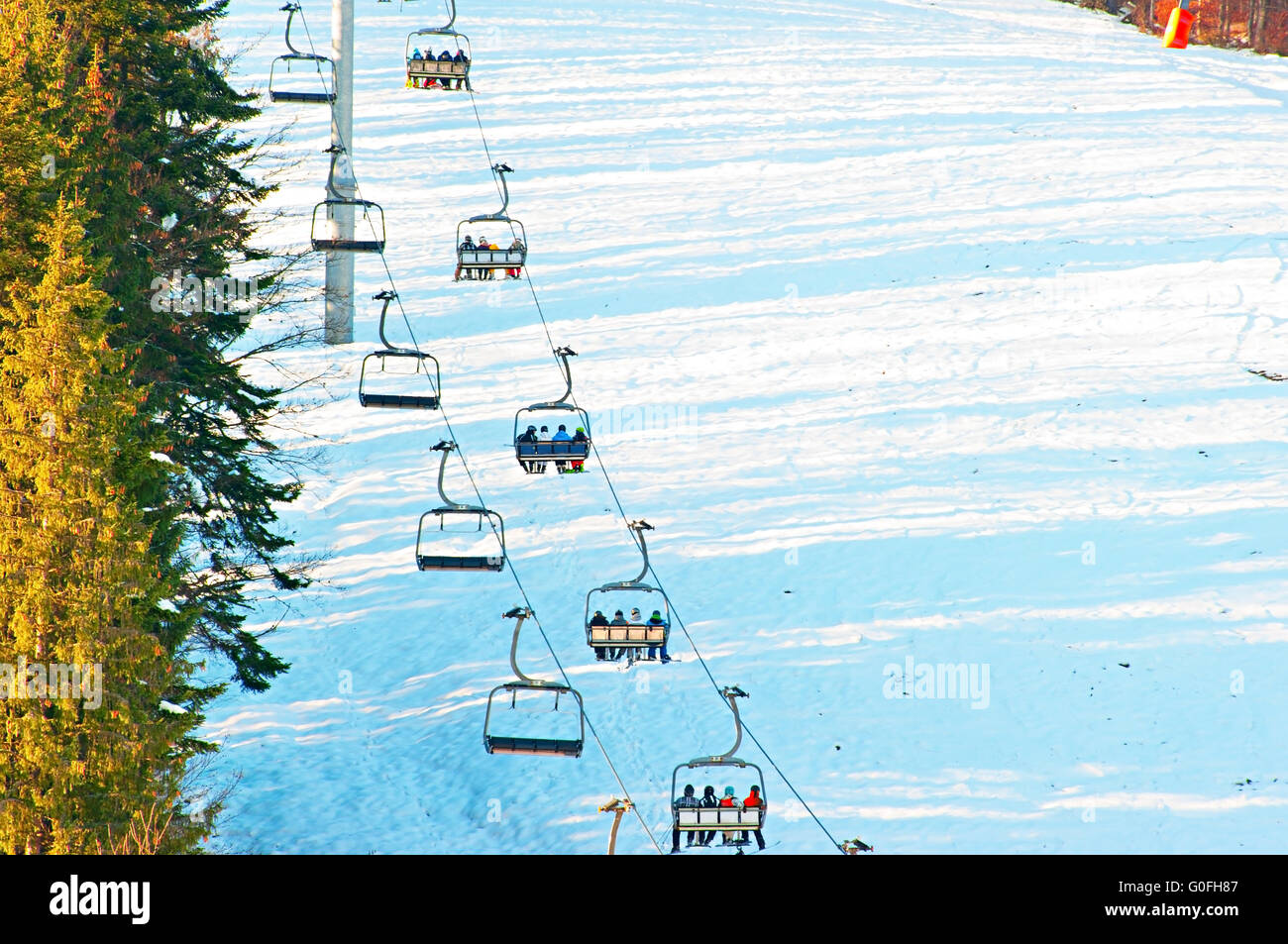 People on a ski lfit Stock Photo - Alamy