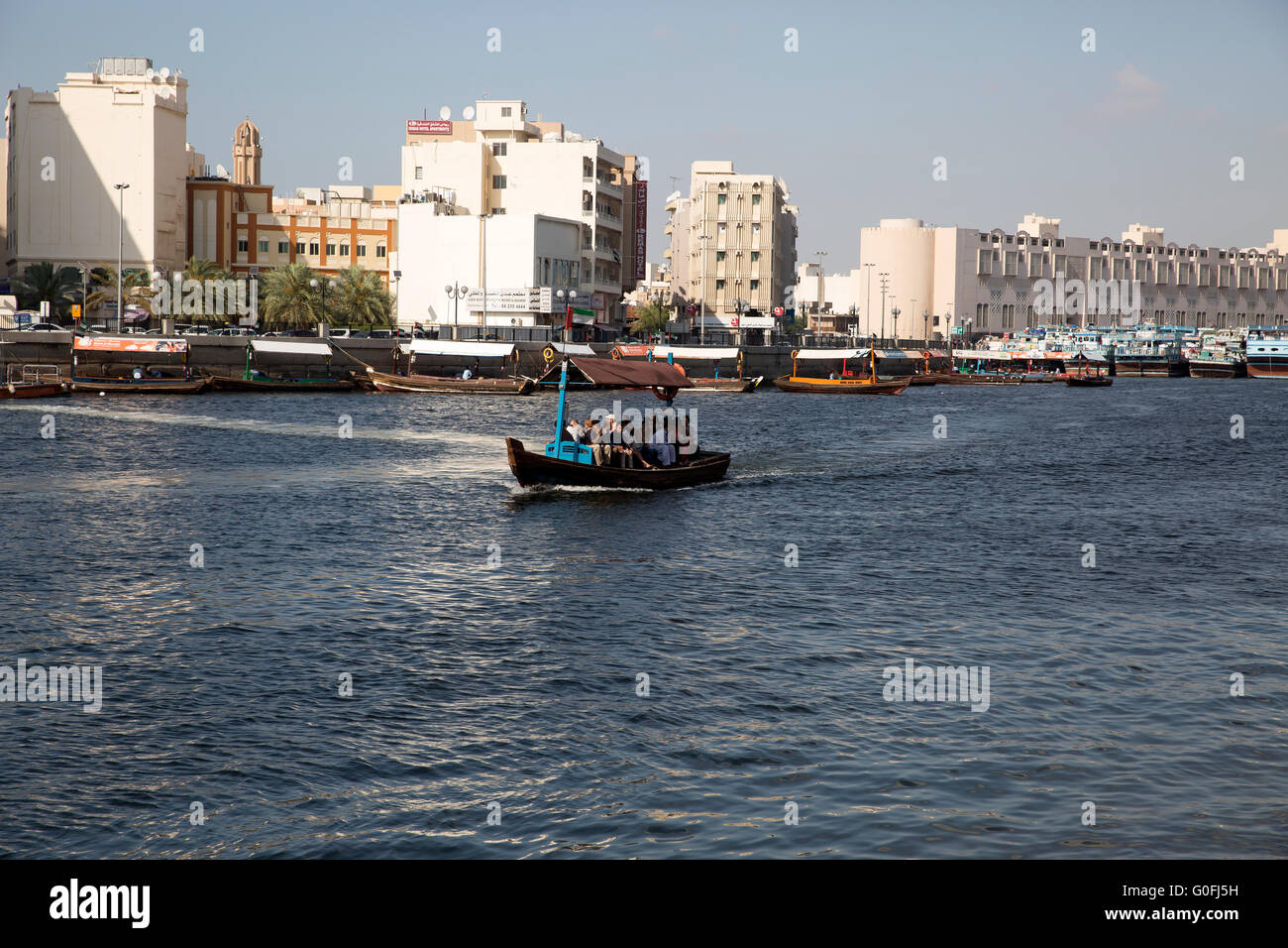 Wooden abra crossing the creek in Dubai UAE Stock Photo - Alamy