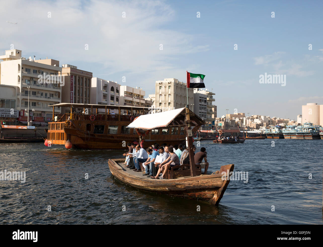 Wooden abra crossing the creek in Dubai UAE Stock Photo - Alamy